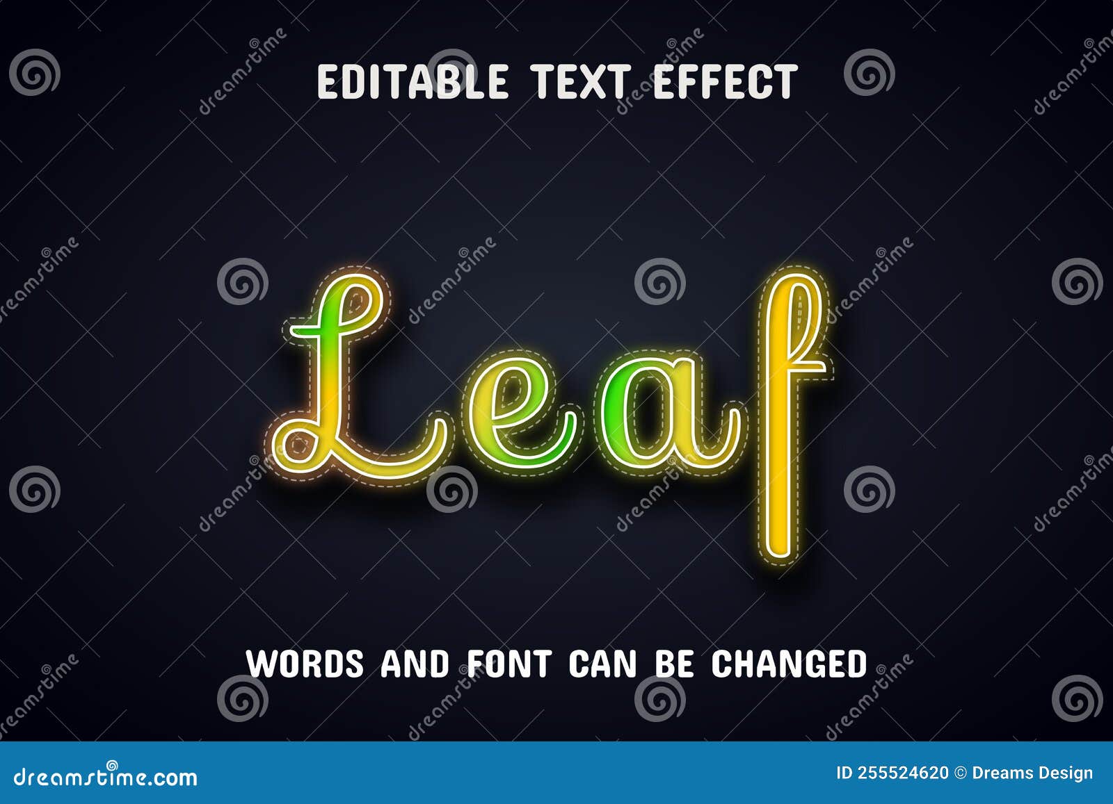 Leaf Text, Neon Text Effect Stock Vector - Illustration of document ...