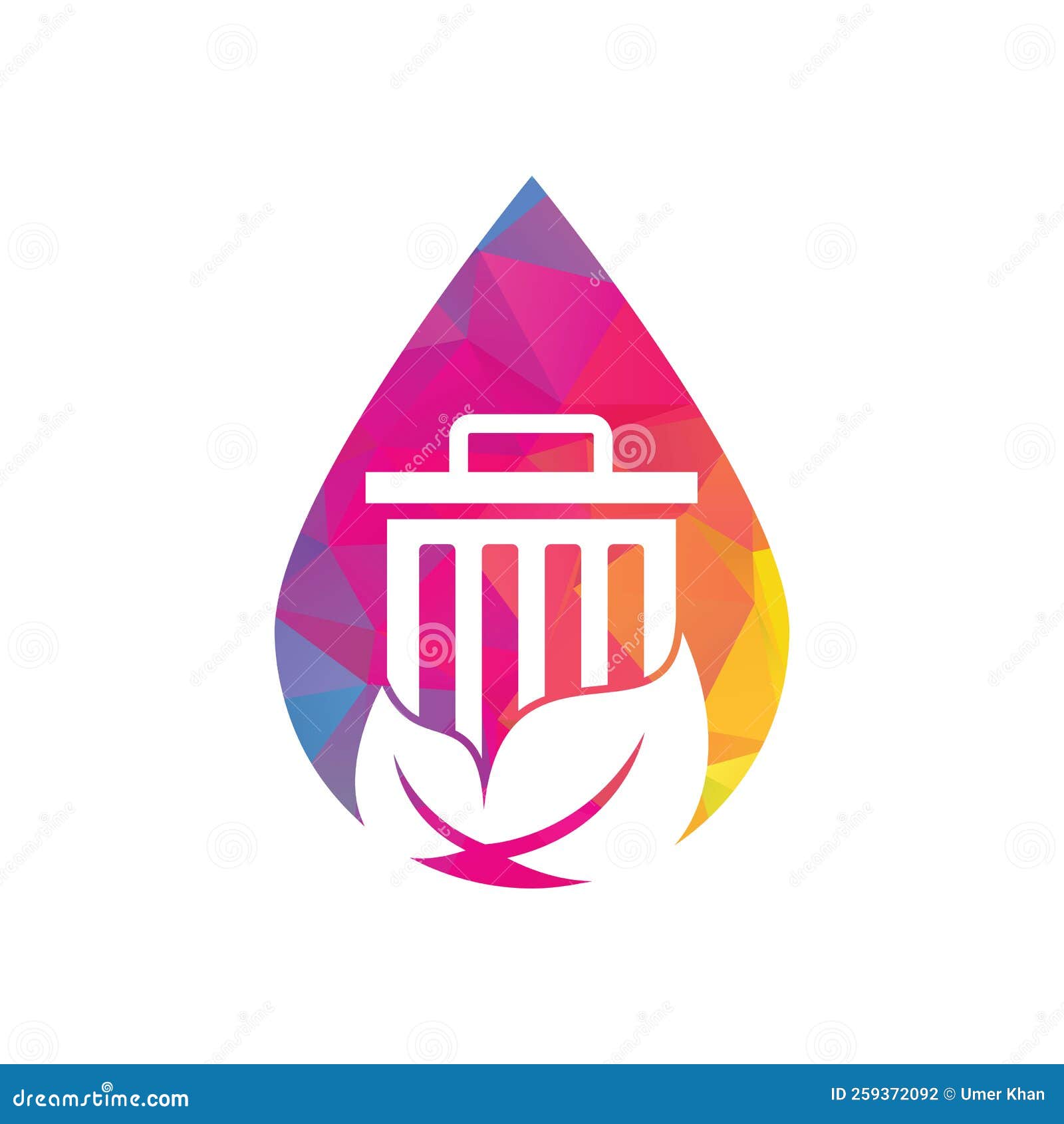 Leaf Trash Drop Shape Concept Vector Logo Design Icon. Stock Vector ...