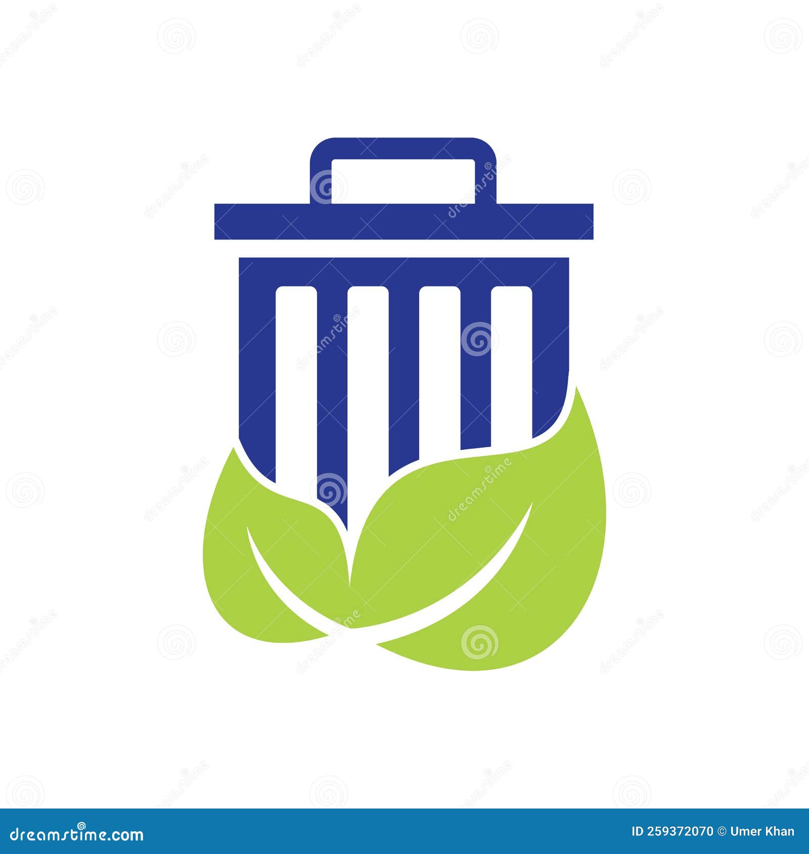 Leaf Trash Vector Logo Design Icon. Stock Vector - Illustration of ...
