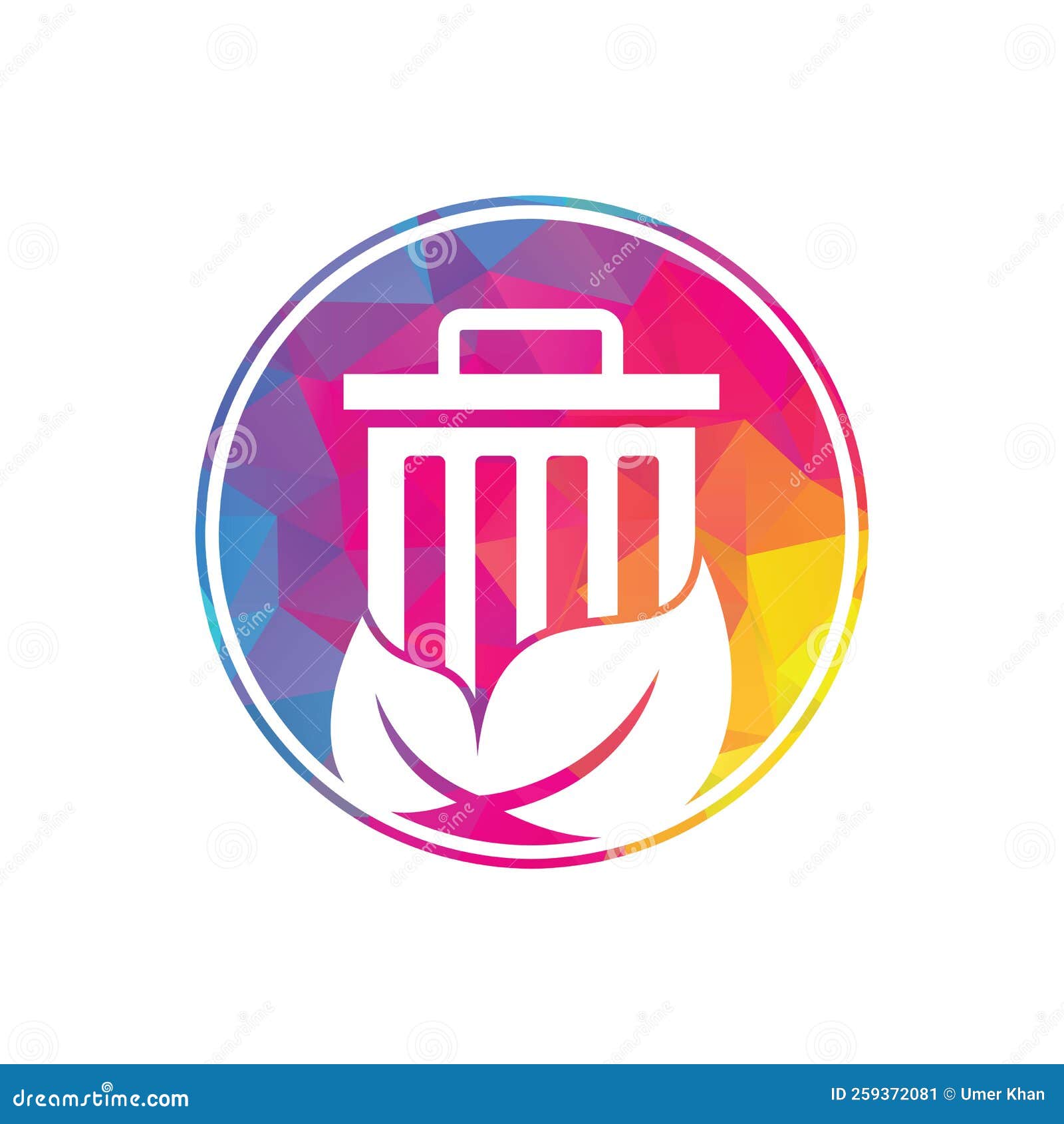 Leaf Trash Vector Logo Design Icon. Stock Vector - Illustration of ...