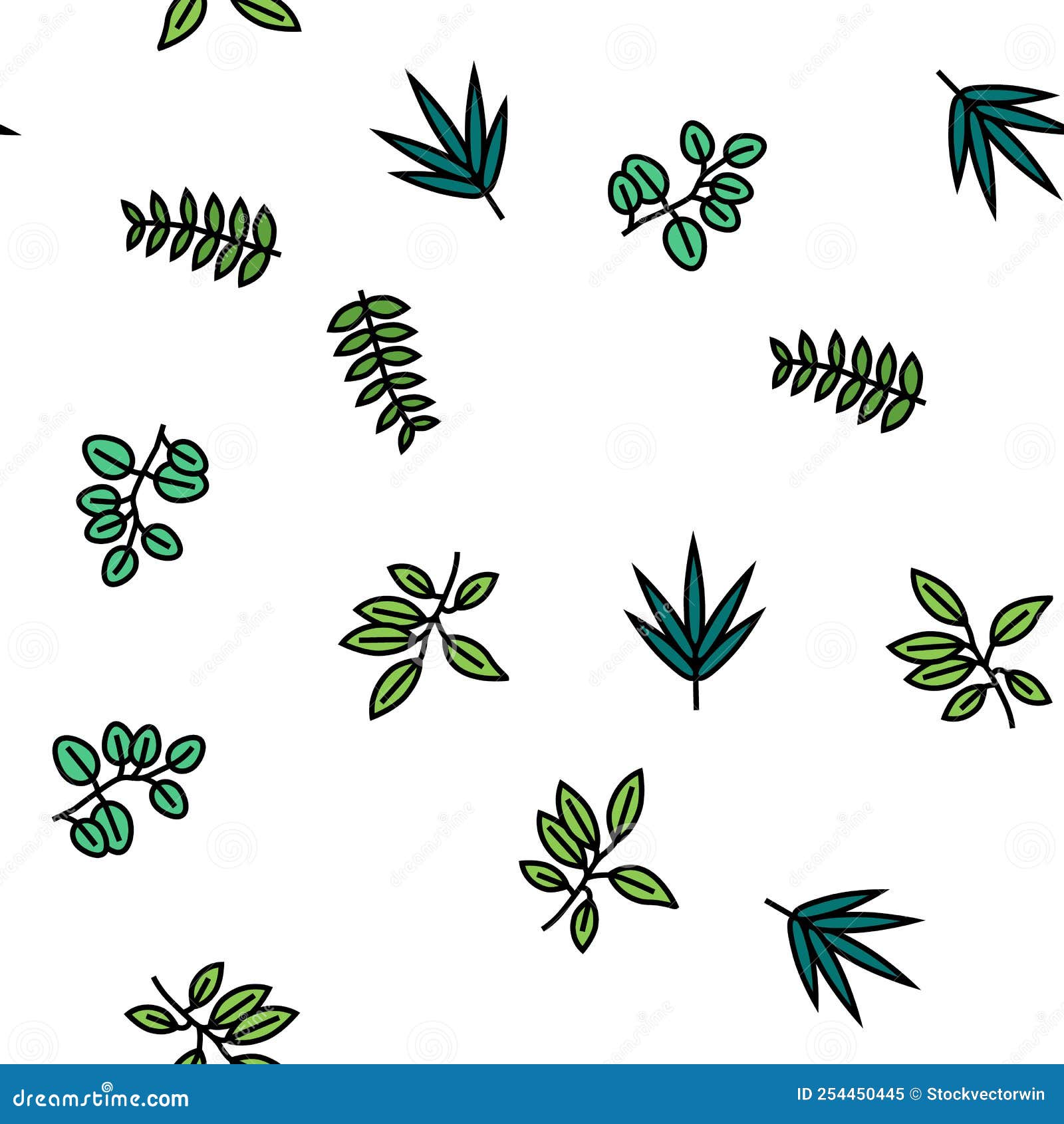 Leaf of Tree, Bush or Flower Vector Seamless Pattern Stock Vector ...