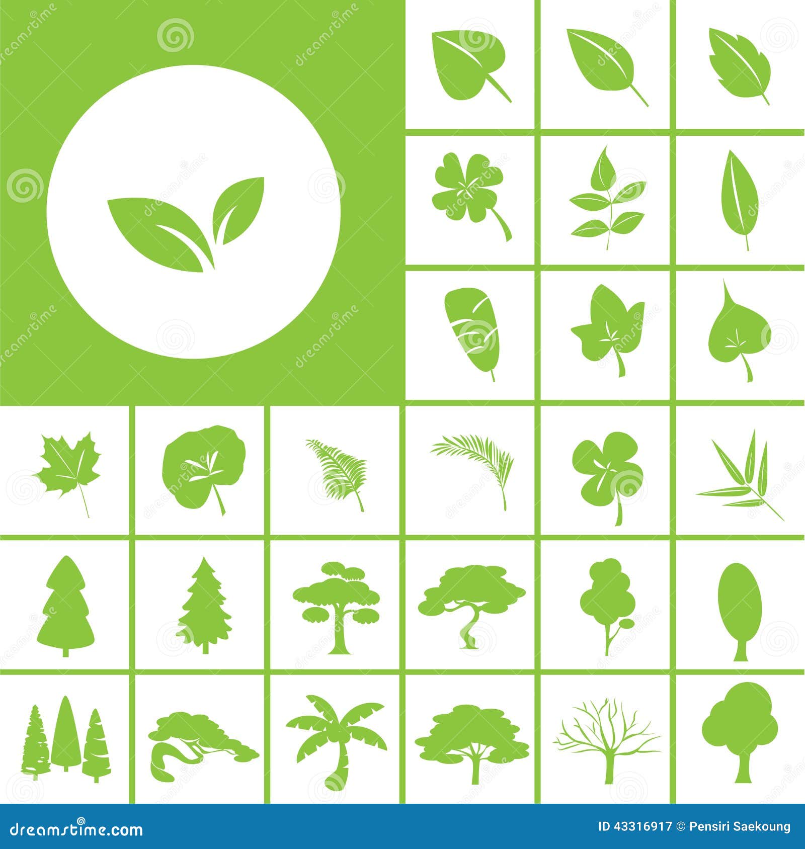 Leaf and tree icon stock vector. Illustration of collection - 43316917