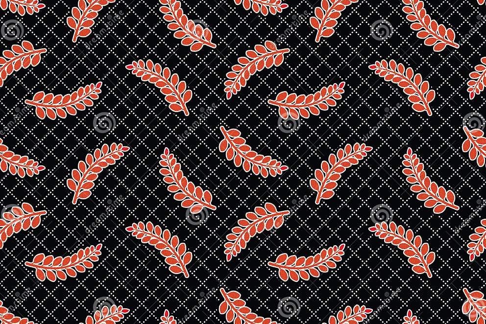 Leaf Vector Seamless Pattern, Simple Batik Motif Stock Vector ...