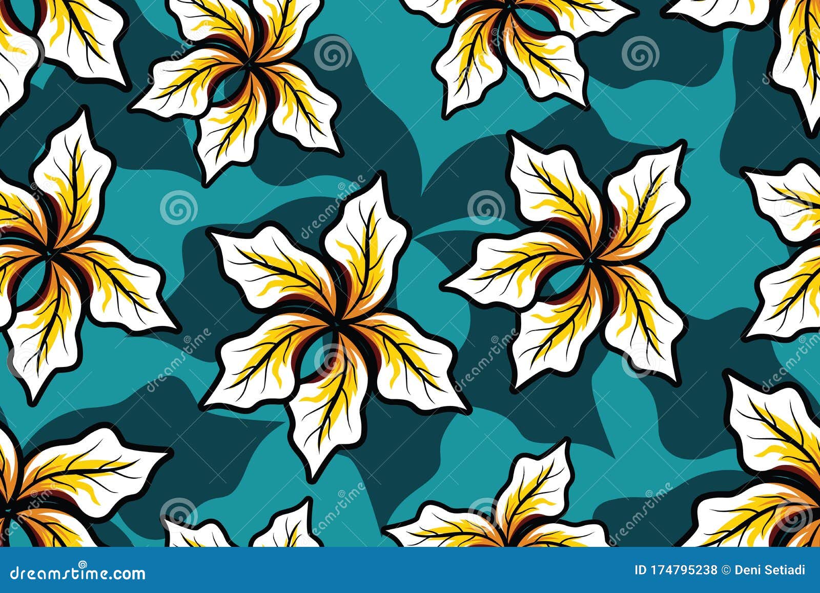 Simple Batik In Gold Background Seamless Damask Batik Pattern Royalty ...