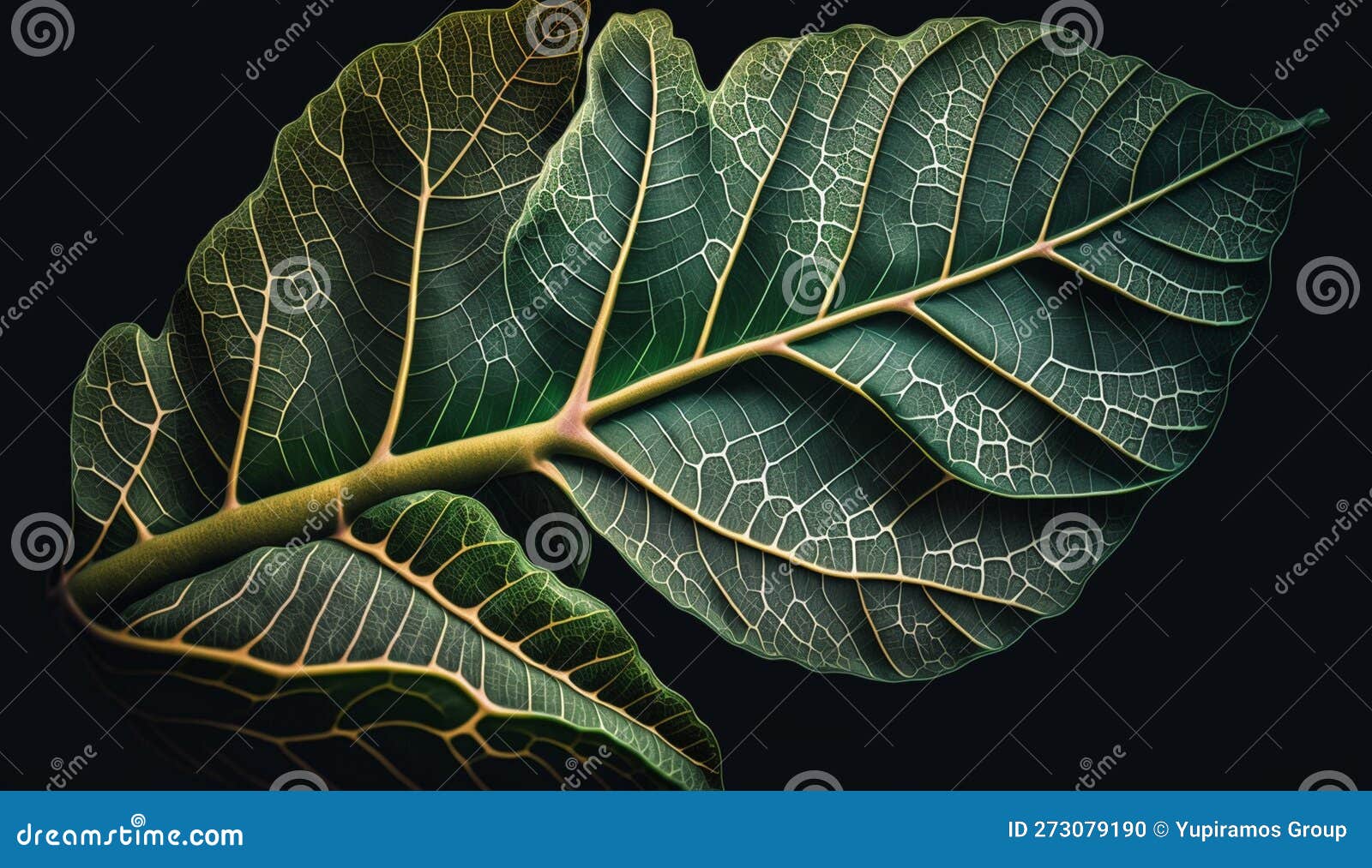 Leaf Vein Pattern on Black Vibrant Backdrop Generated by AI Stock ...