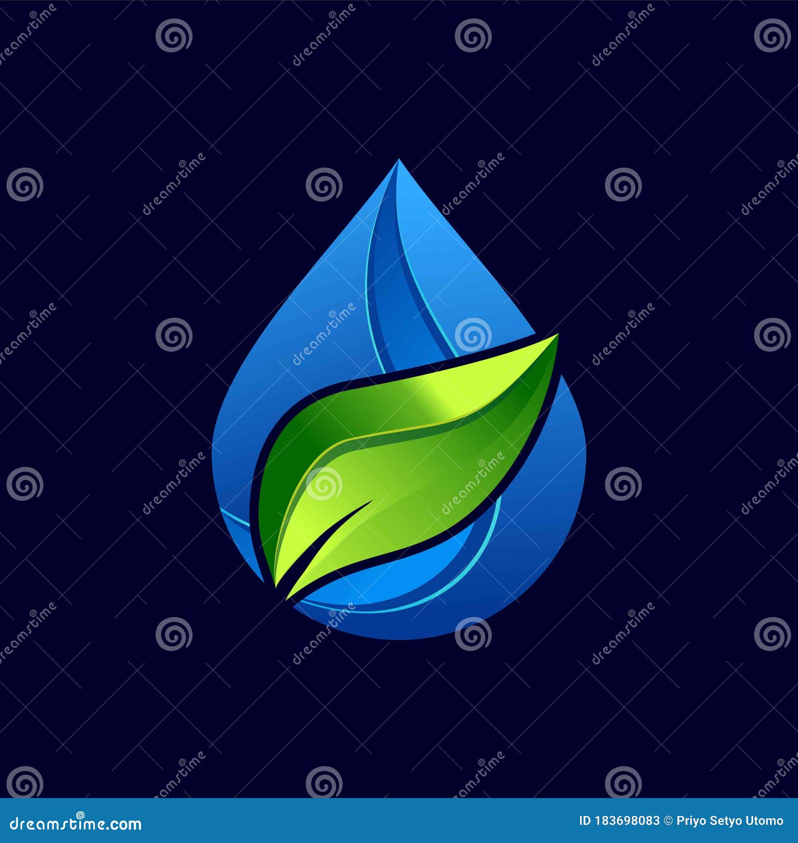 Leaf and Water Design Logo Template Stock Illustration - Illustration ...