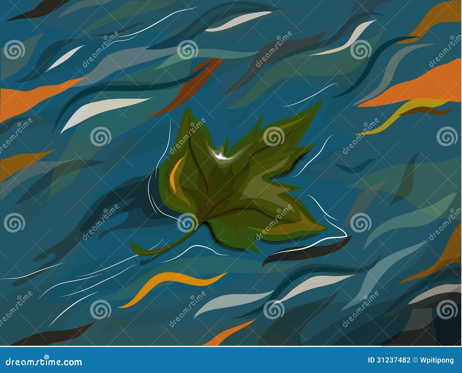 Leaf in water stock vector. Illustration of falling, blue - 31237482