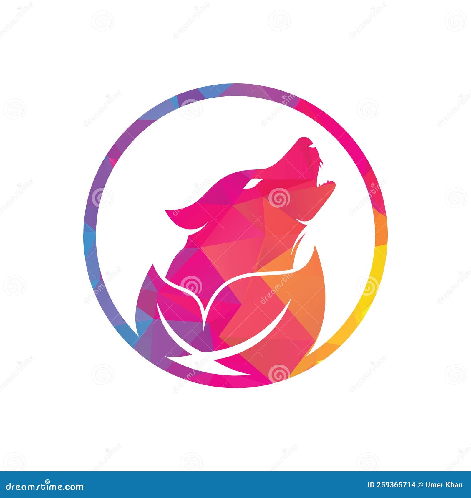 Leaf Wolf Logo Design Template. Stock Vector - Illustration of icon ...
