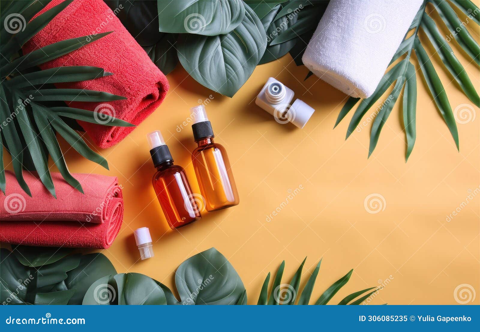 Leaf Yoga Workout on Yellow Background with Red Mat Stock Image - Image ...