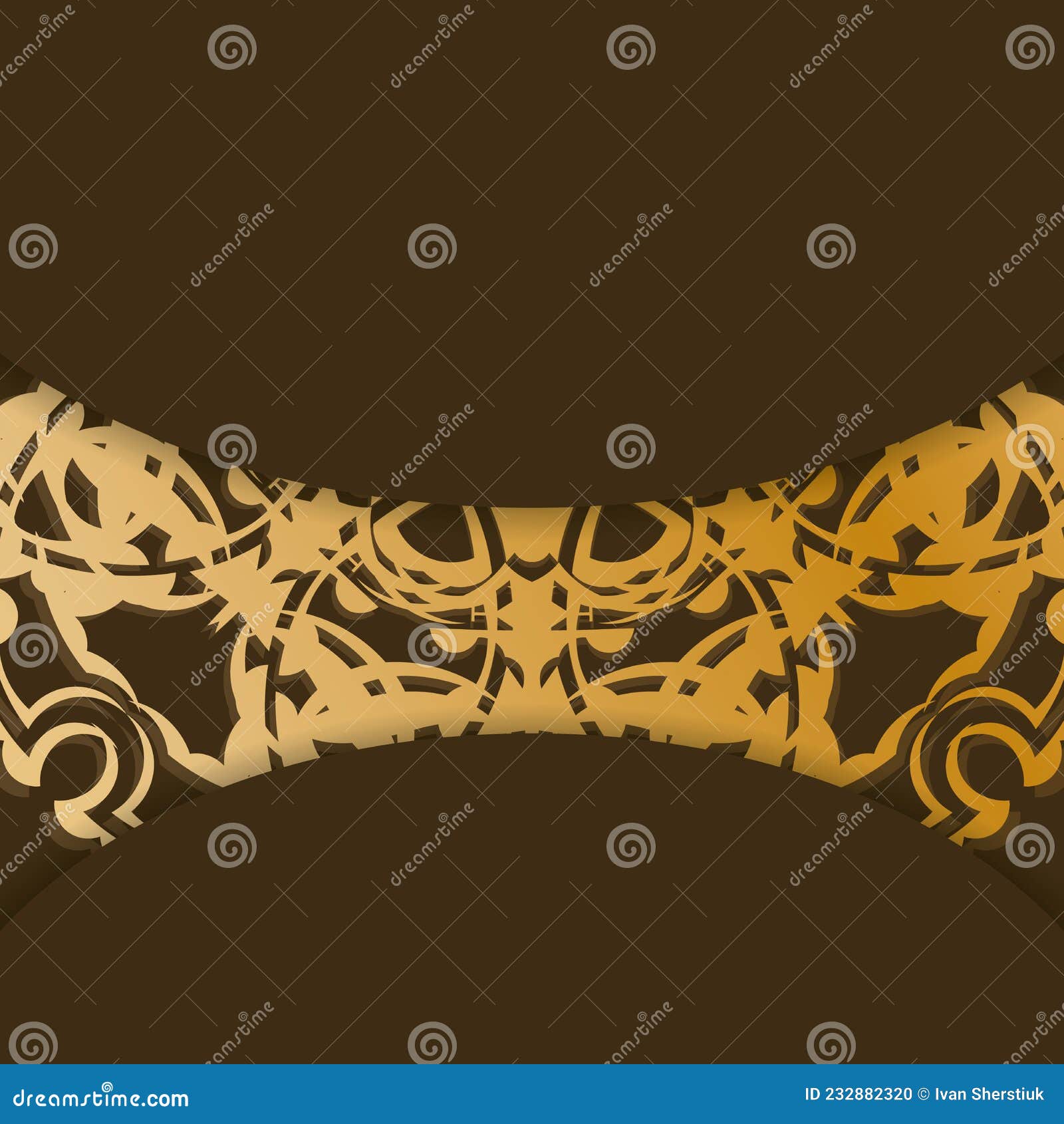 Leaflet in Brown with Greek Gold Pattern is Ready for Print. Stock ...