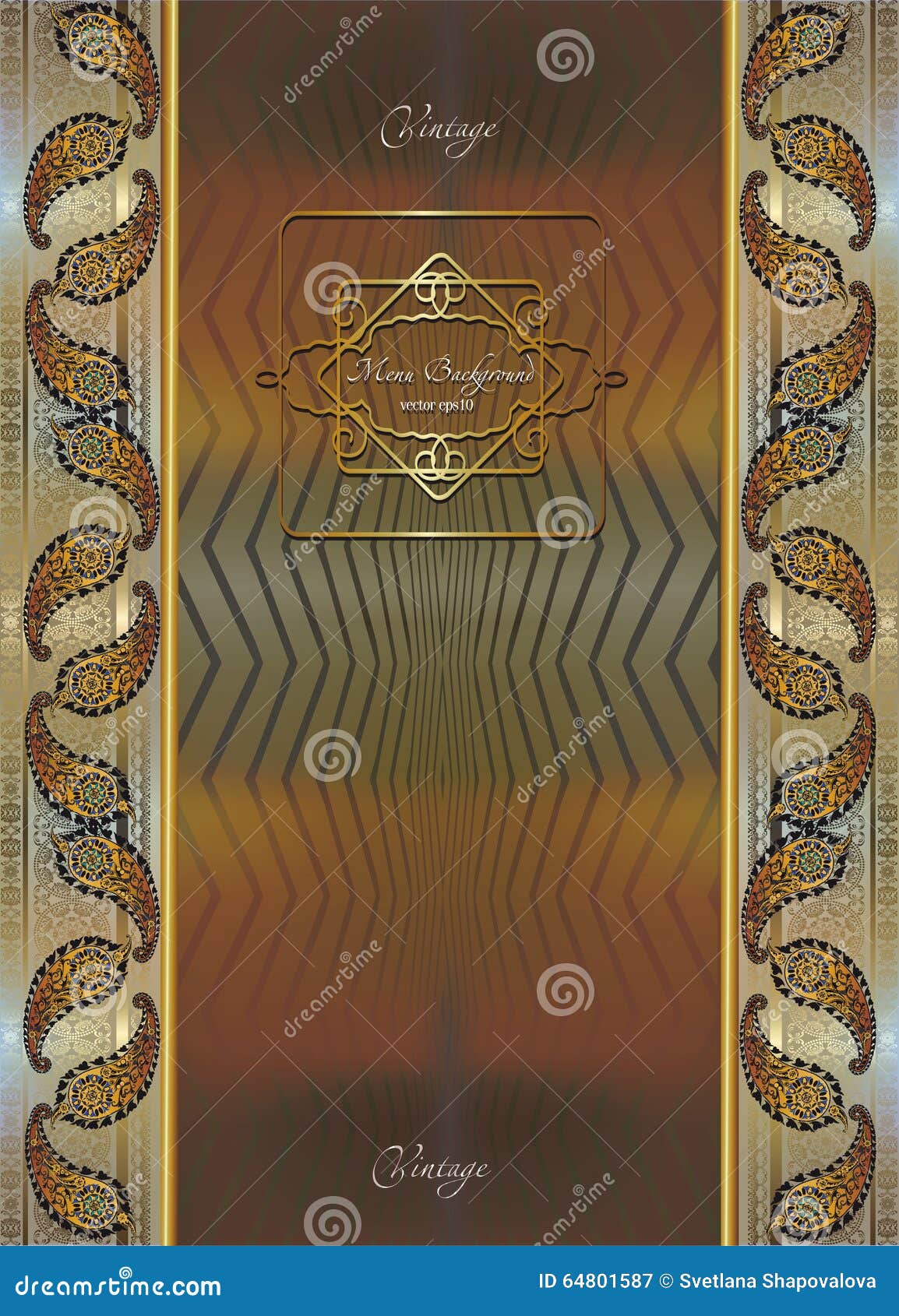 Leaflet in Colonial Style, Filigree Golden Frame Stock Vector ...