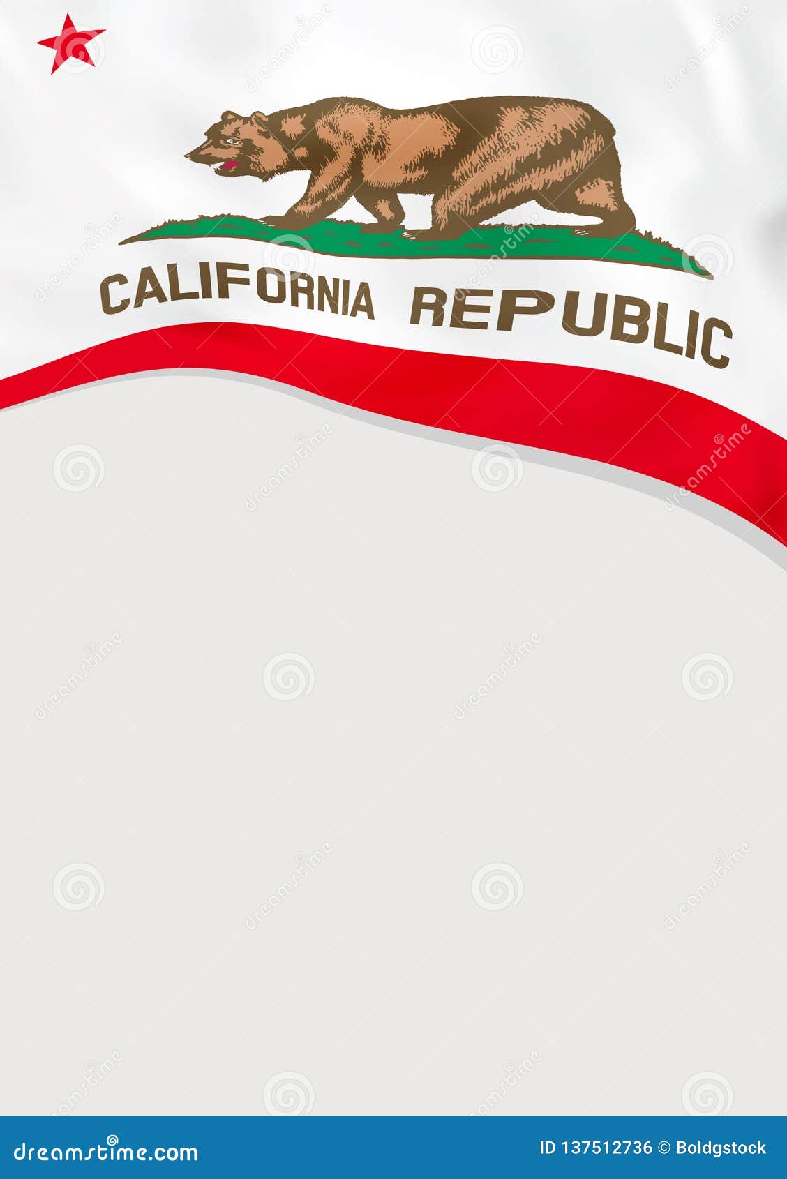 Leaflet Design with Flag of California, US. Vector Template Stock ...