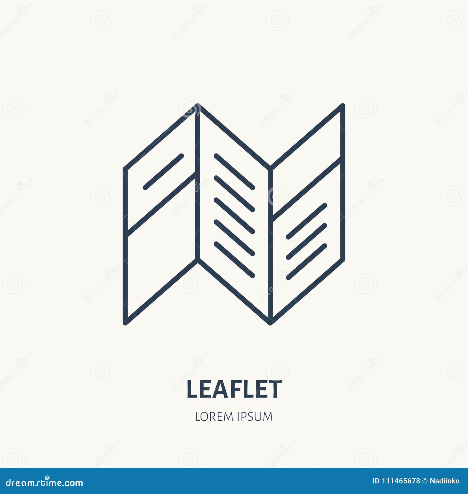 Leaflet Flat Line Icon. Brochure Sign. Thin Linear Logo For Printery ...