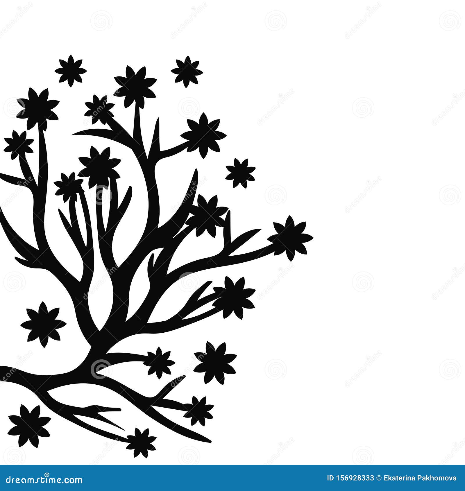 Leaflet with Hand Drawn Tree Isolated on White Background. Stock Vector ...
