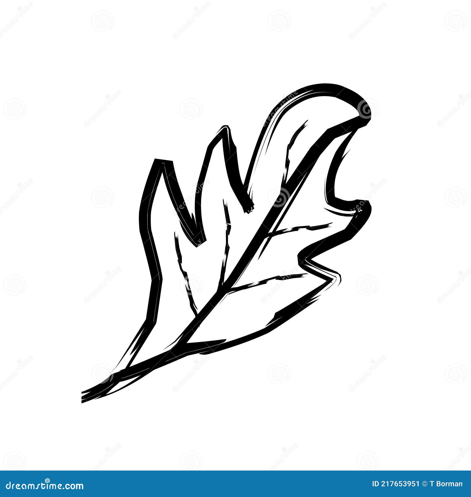 Leaflet Leaf Hand Brush Drawing Minimalistic Isolated Stylized Digital ...