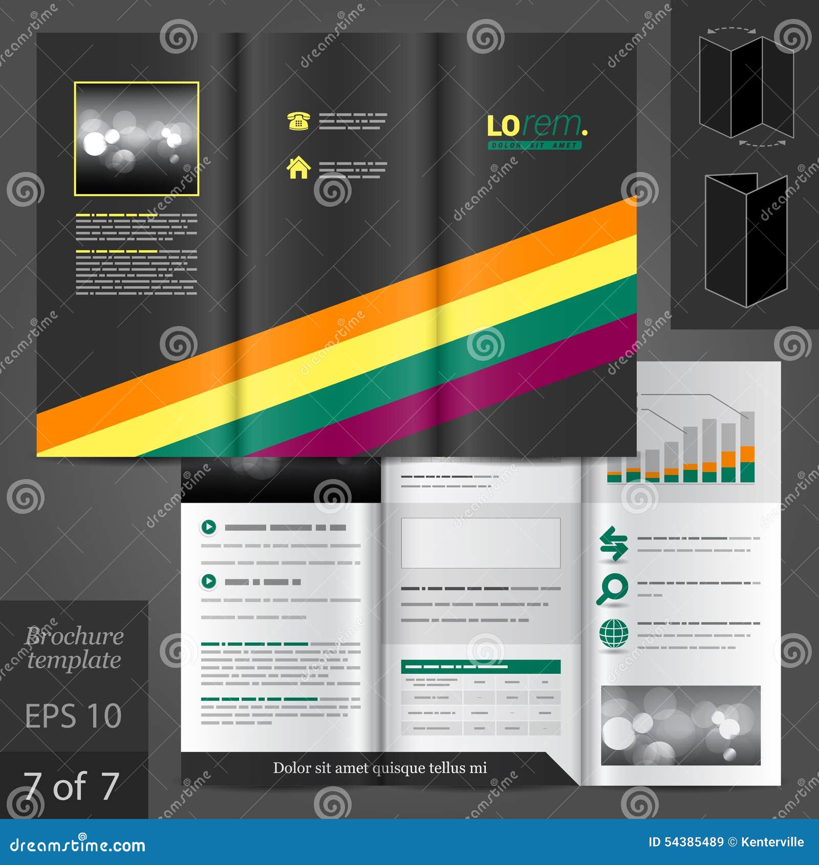 Leaflet Template Design stock vector. Illustration of stripes - 54385489