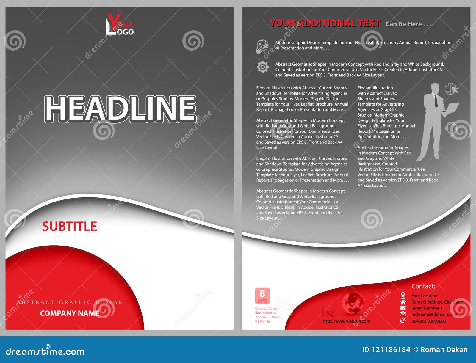 Leaflet Template with Gray Wavy Background Stock Vector - Illustration ...