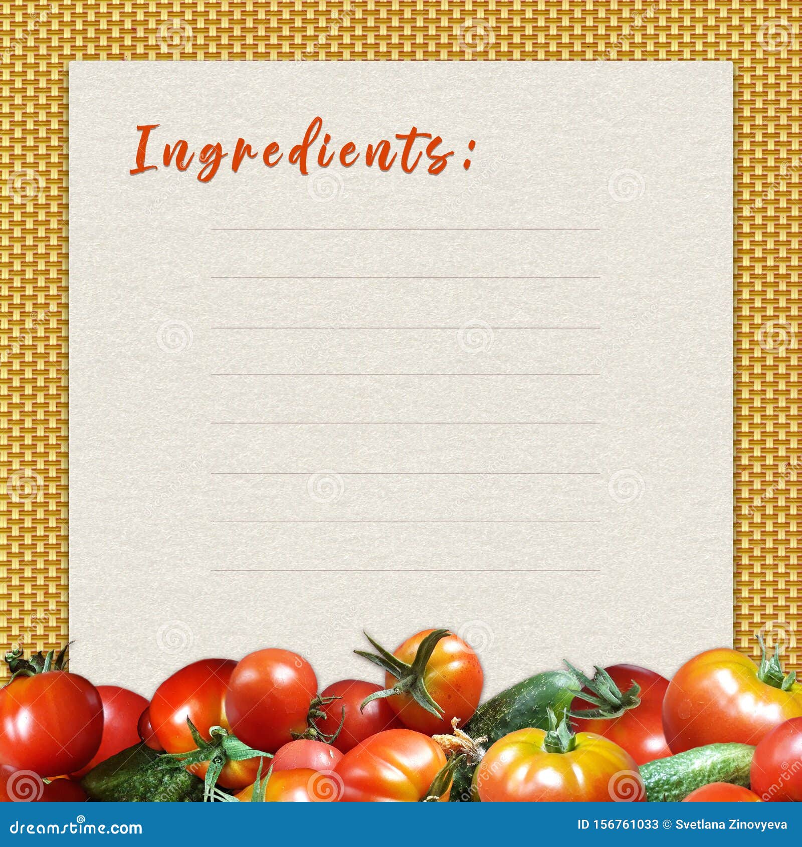 Leaflet for Writing a Recipe with a Border of Fresh Tomatoes and ...