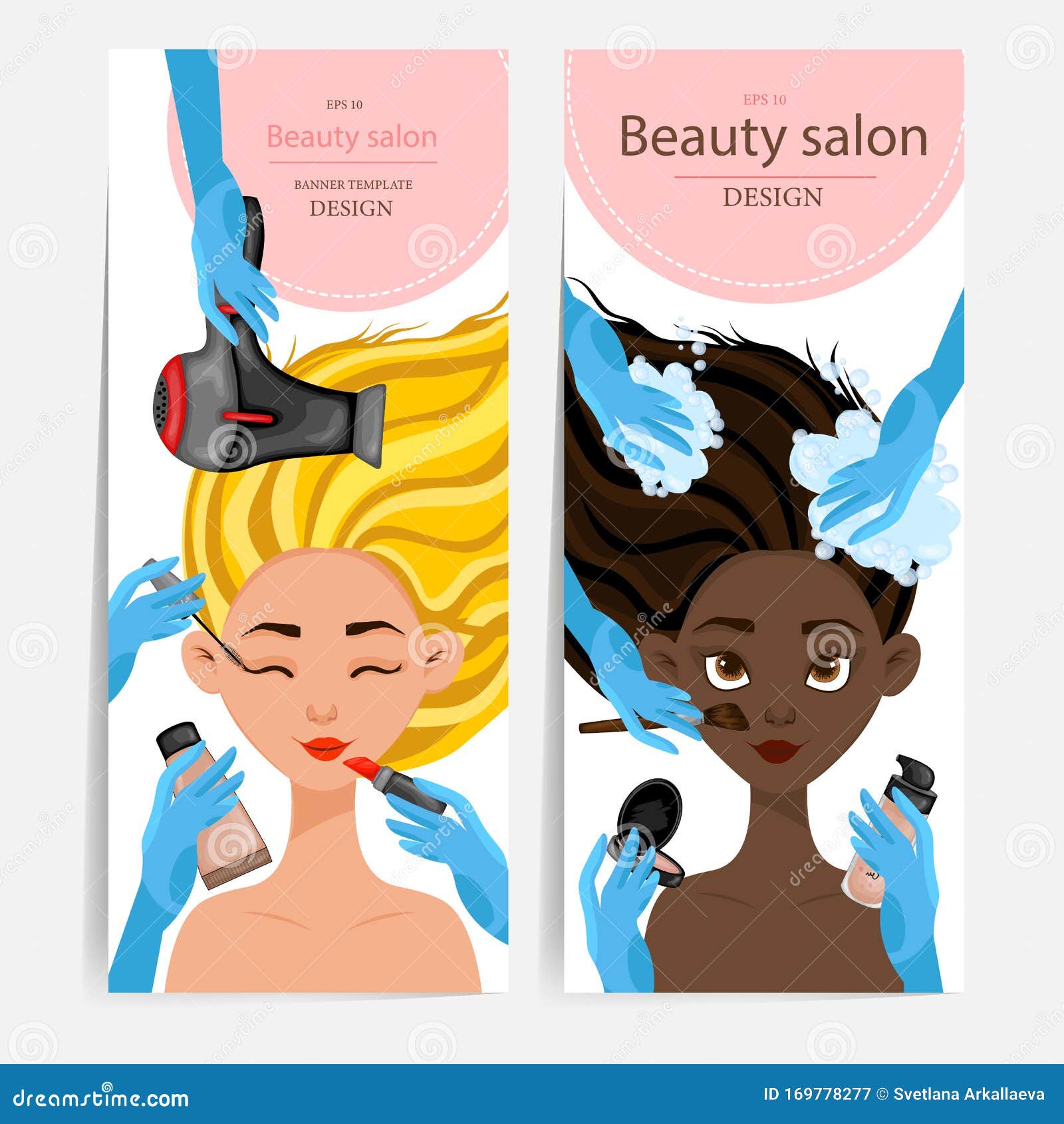 Leaflets with Female Characters, Template for Text. Cartoon Style Stock ...