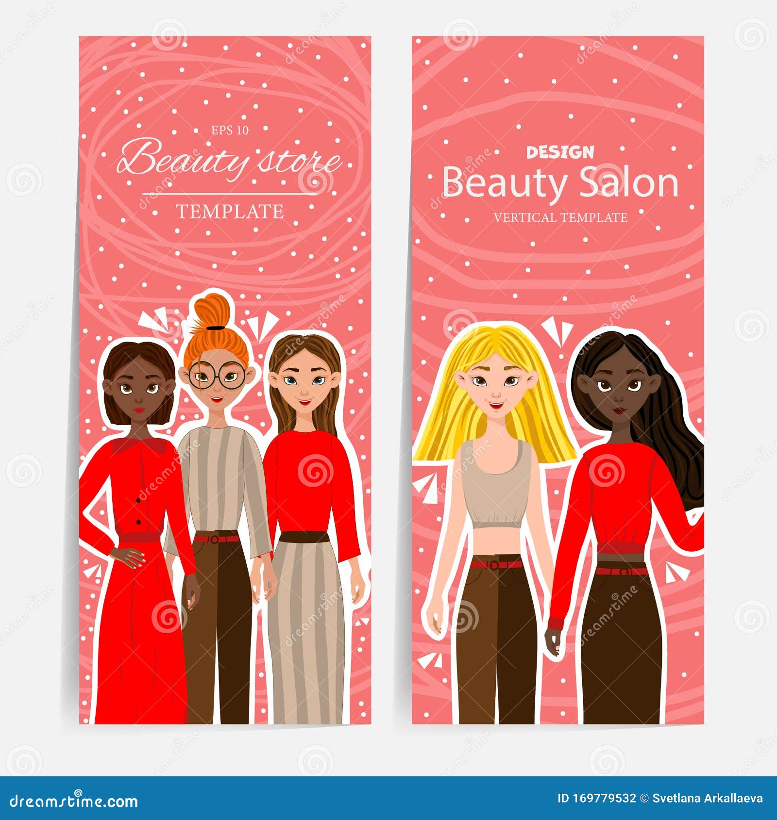 Leaflets with Female Characters, Template for Text. Cartoon Style Stock ...