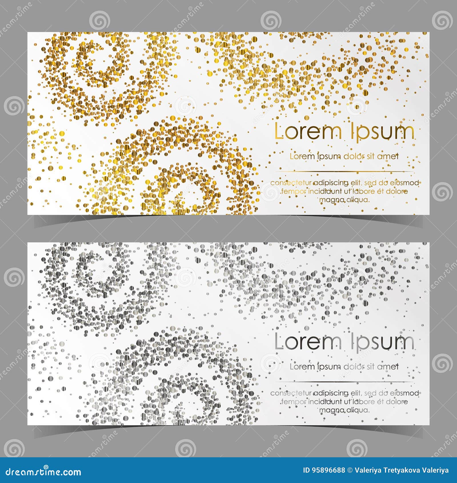 Leaflets with Spiral from Gold and Silver Confetti, Sparkles, Glitter ...