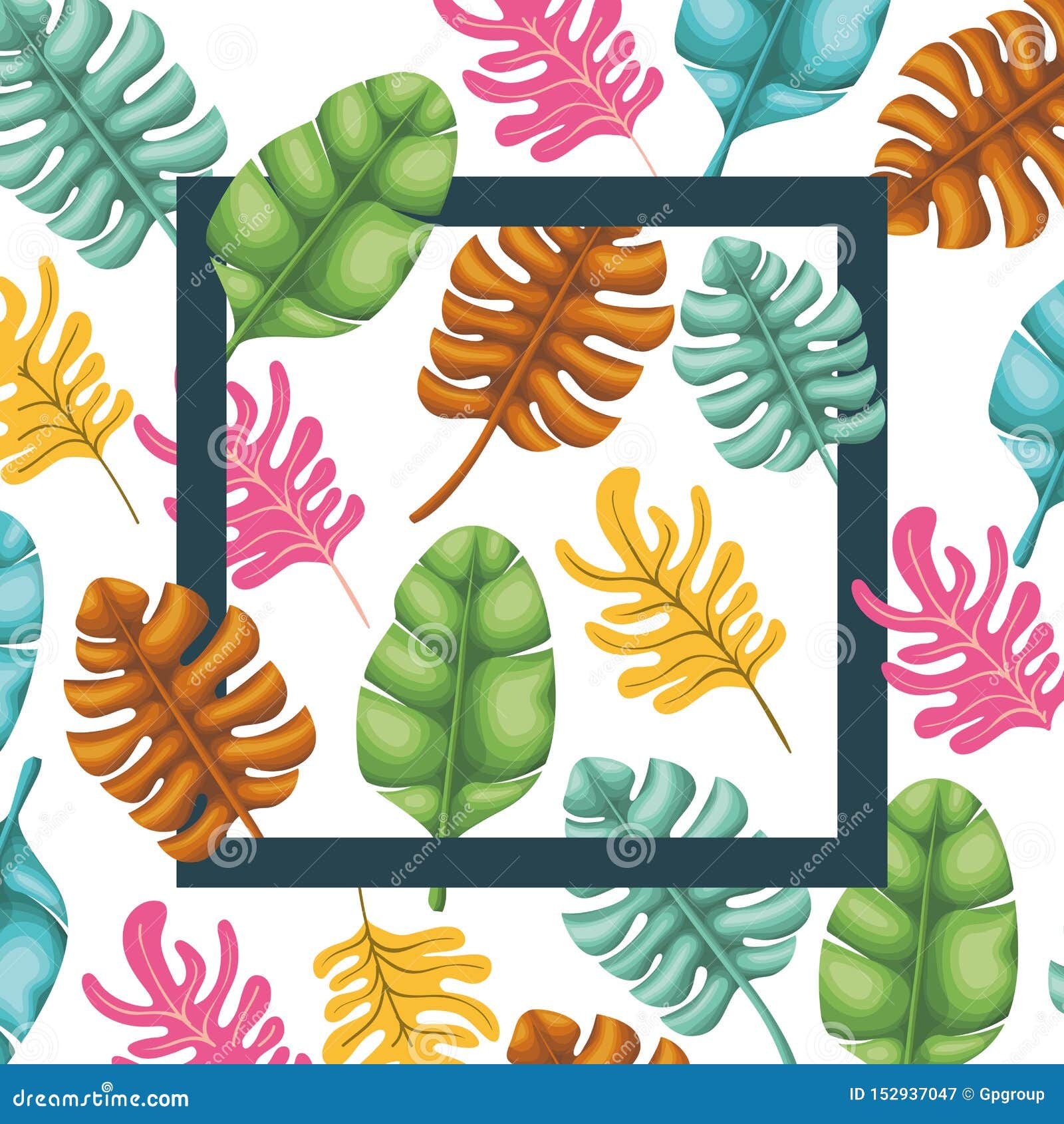 Leafs plant ecology frame stock vector. Illustration of leaf - 152937047