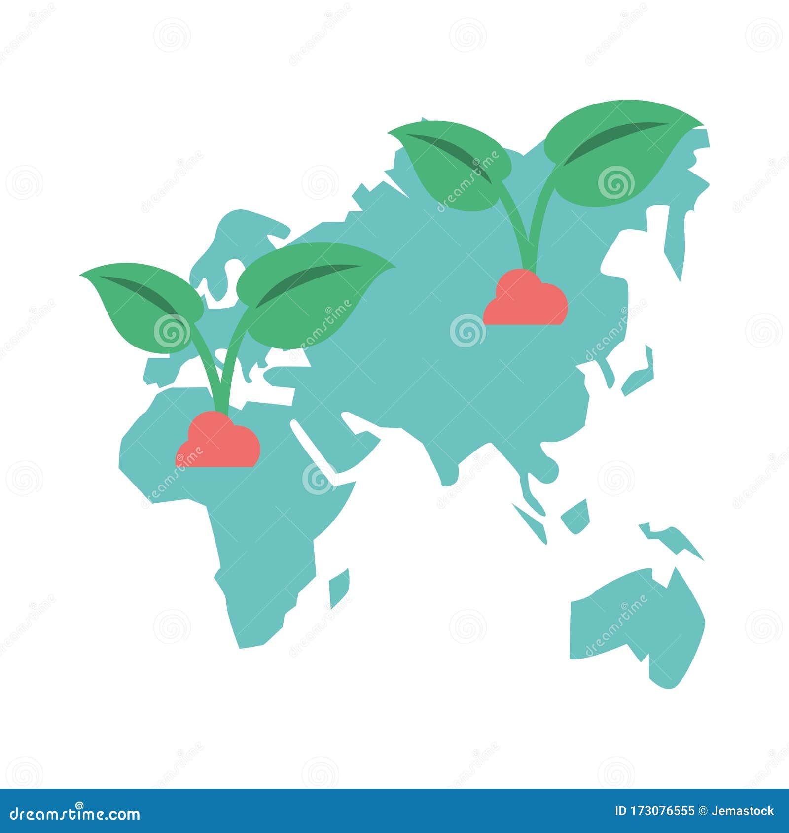 Leafs Plants Ecology in the World Maps Stock Vector - Illustration of ...