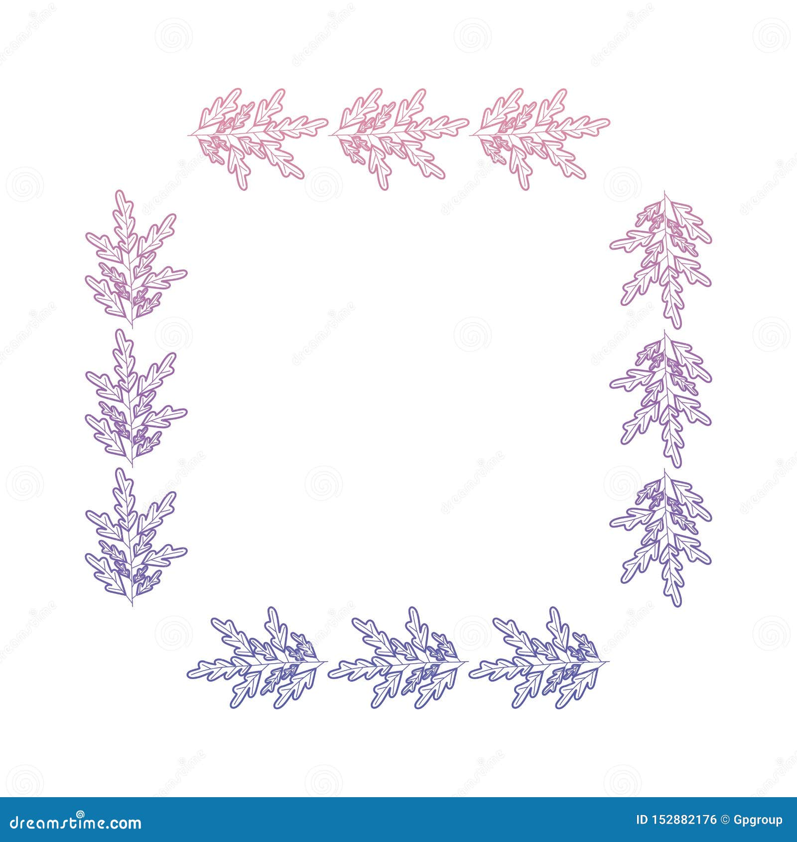 Leafs Square Frame Decorative Stock Vector - Illustration of decorative ...