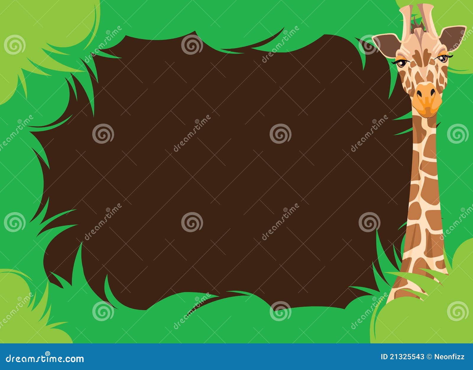 Leafy Border with Giraffe Illustration Stock Illustration ...
