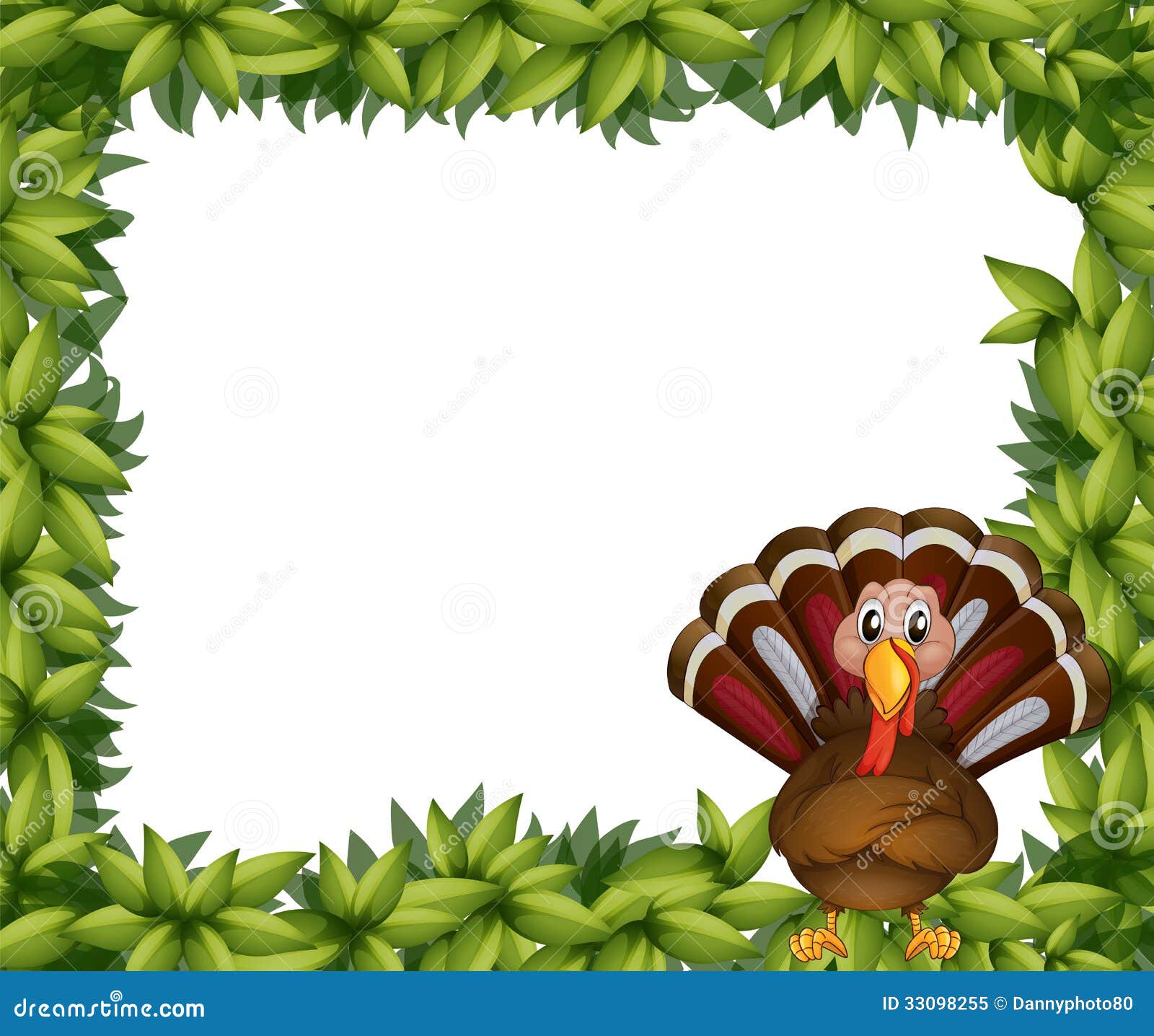 A Leafy Border with a Turkey Stock Vector - Illustration of graphic ...