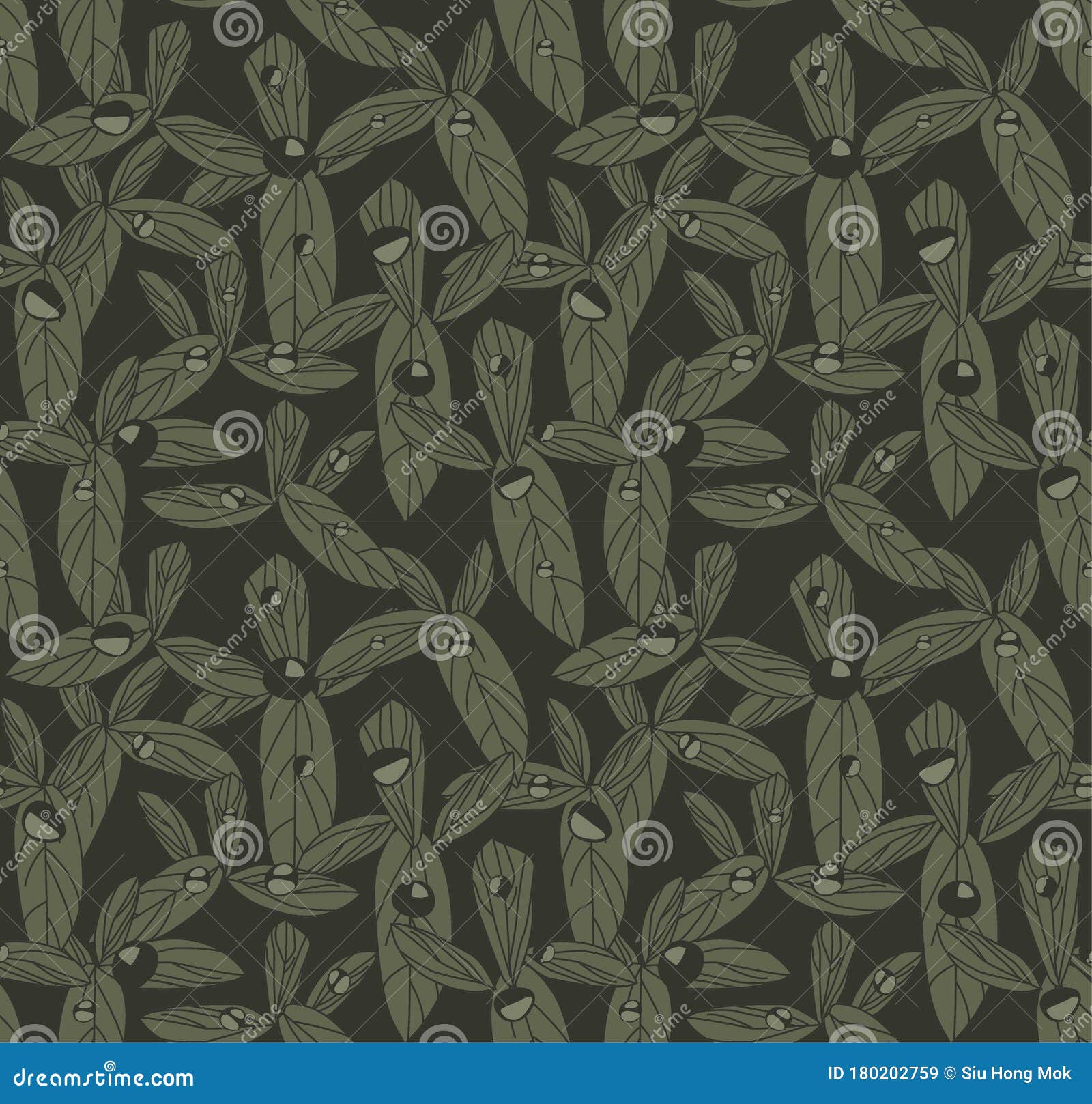 Leafy Botanical Seamless Pattern Background Stock Vector - Illustration ...