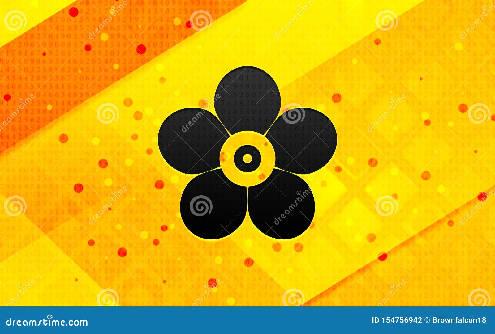 Leafy Flower Icon Abstract Digital Banner Yellow Background Stock ...