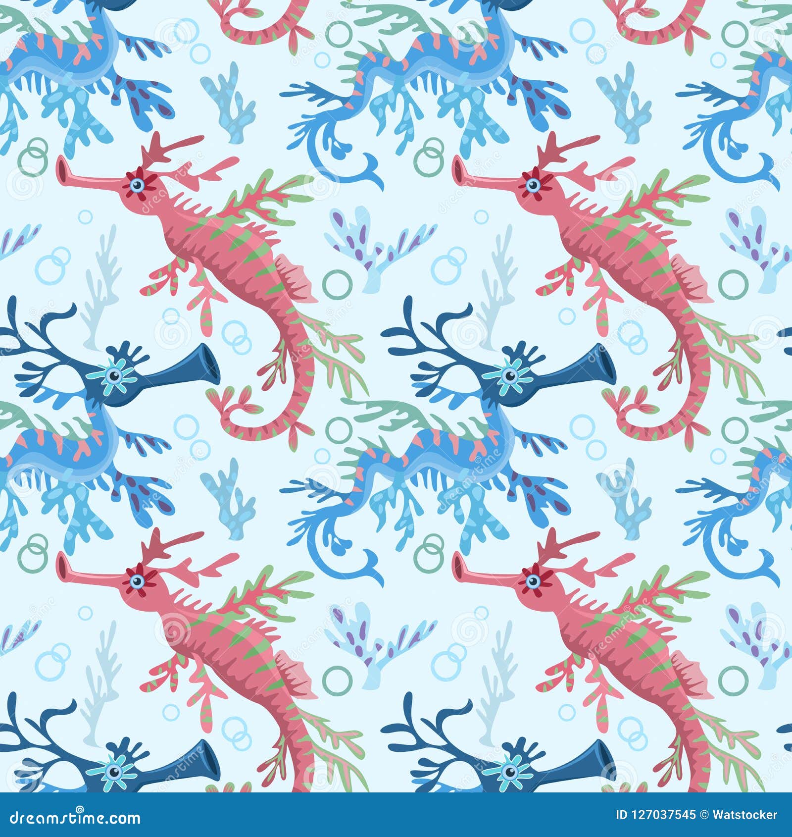 Leafy Sea Dragon Seamless Pattern. Stock Vector - Illustration of ...
