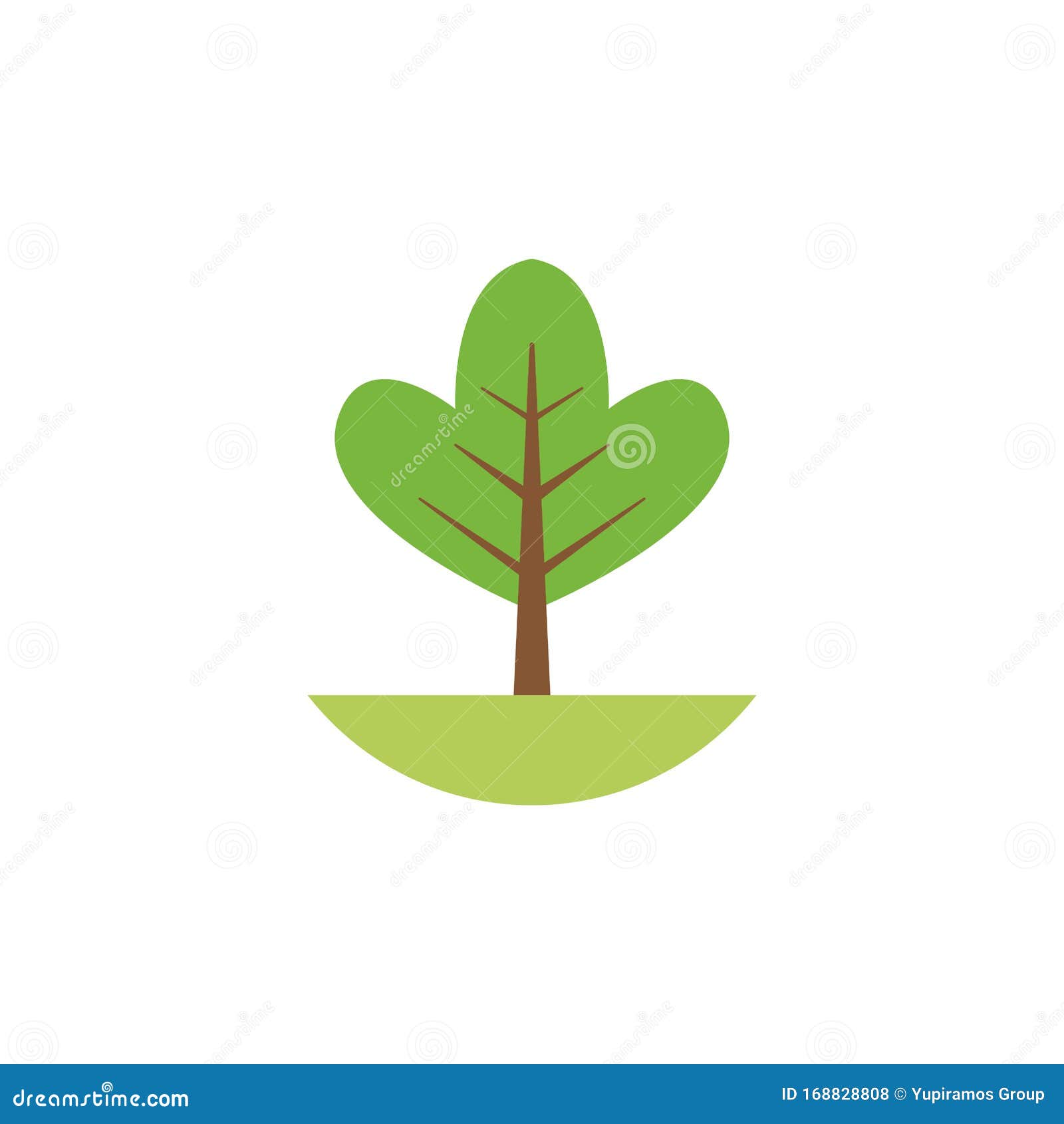 Leafy Tree Natural Flat Style Stock Vector - Illustration of vector ...
