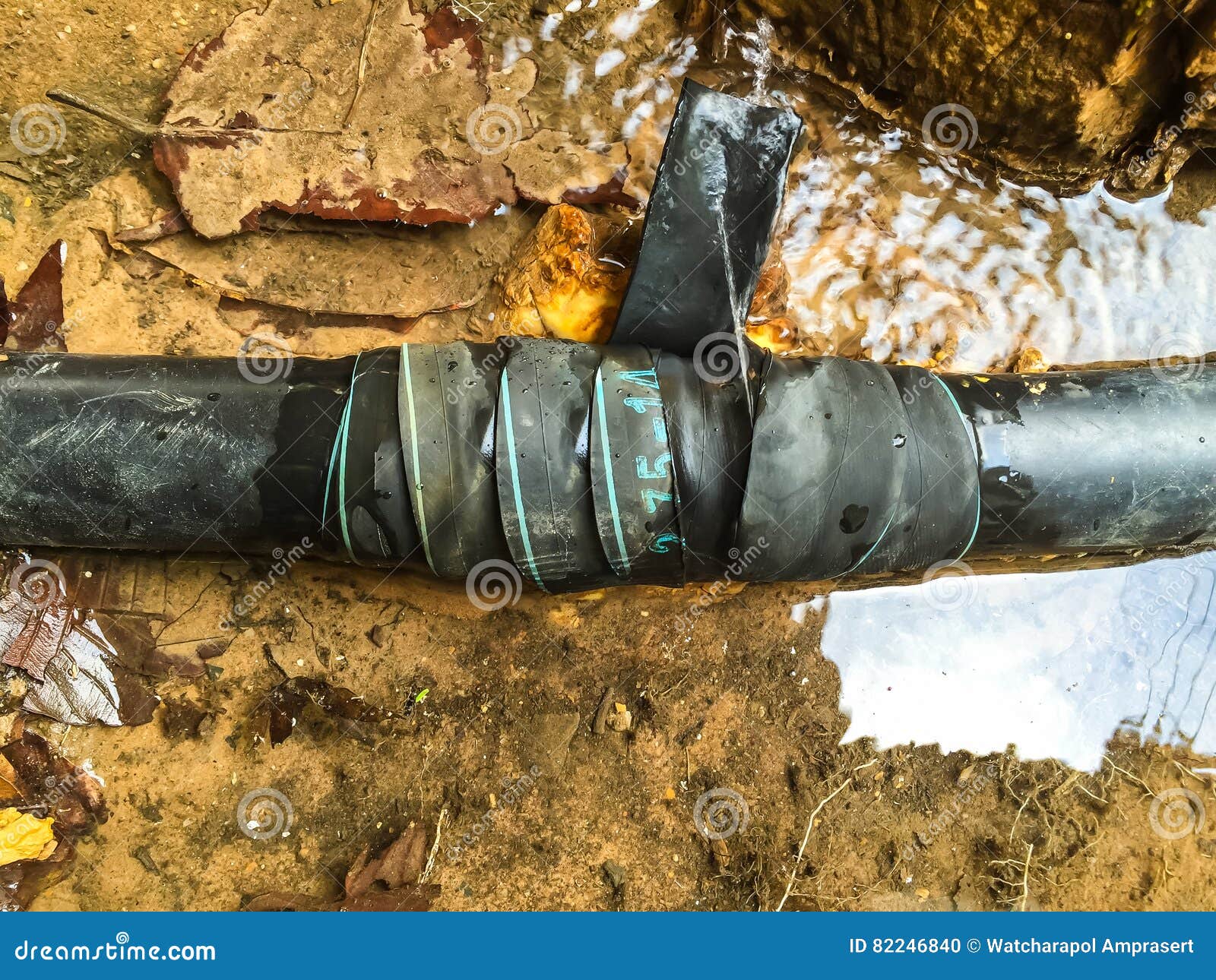 Leak pipe. stock photo. Image of leak, burst, pipeline - 82246840