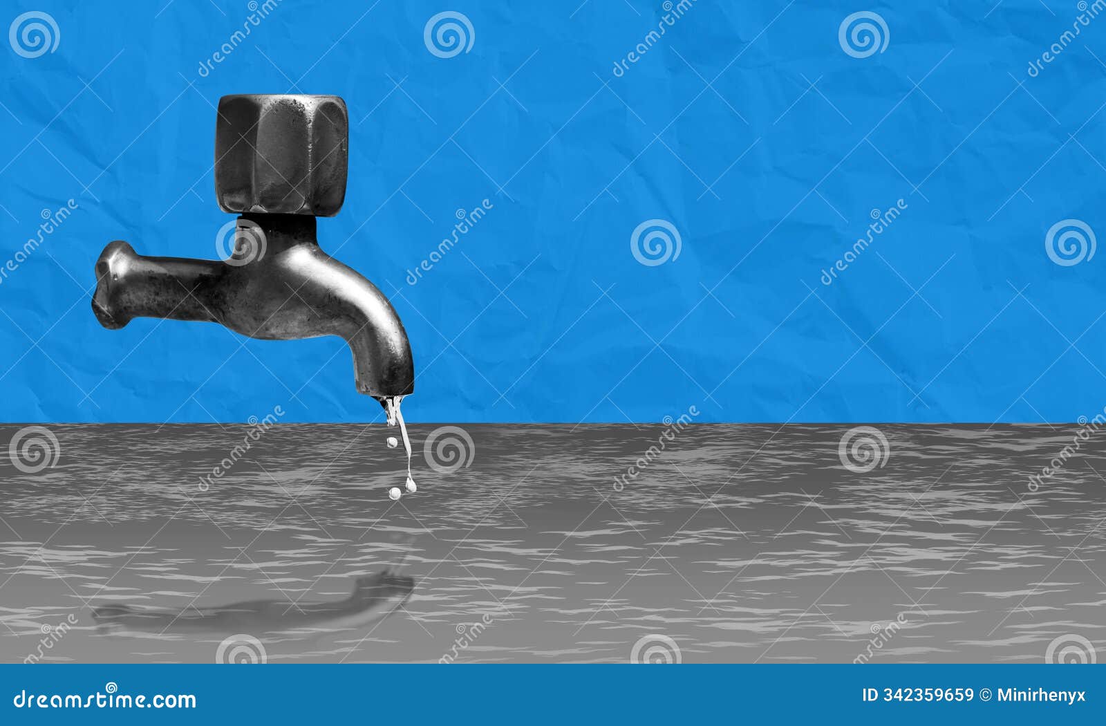 Leaking Faucet Causing Flood Collage Concept Stock Image - Image of ...