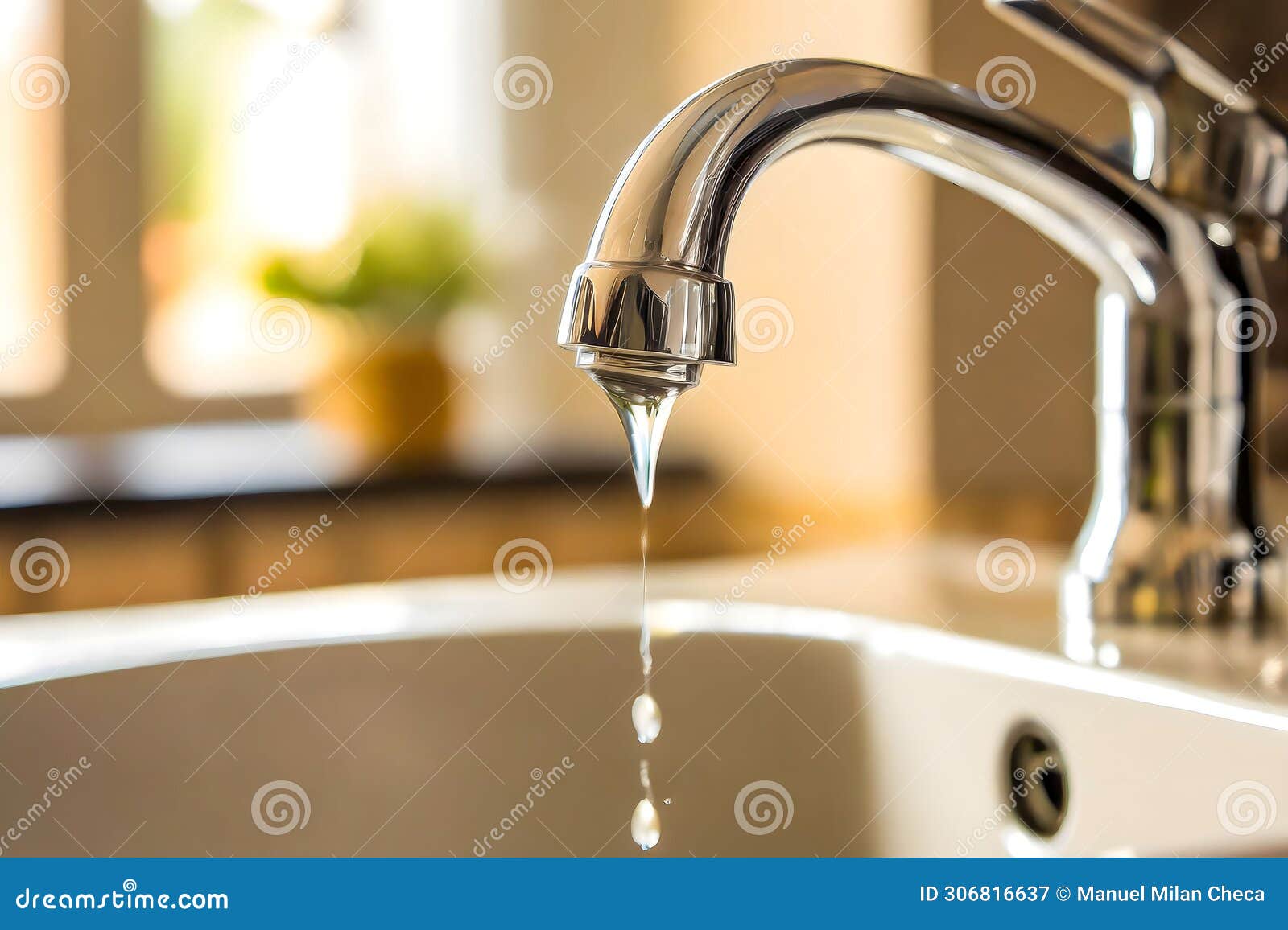 Leaking Kitchen Tap. Concept Water Shortage, Drought Stock Image ...