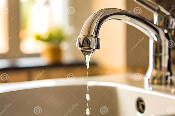 Leaking Kitchen Tap. Concept Water Shortage, Drought Stock Image ...