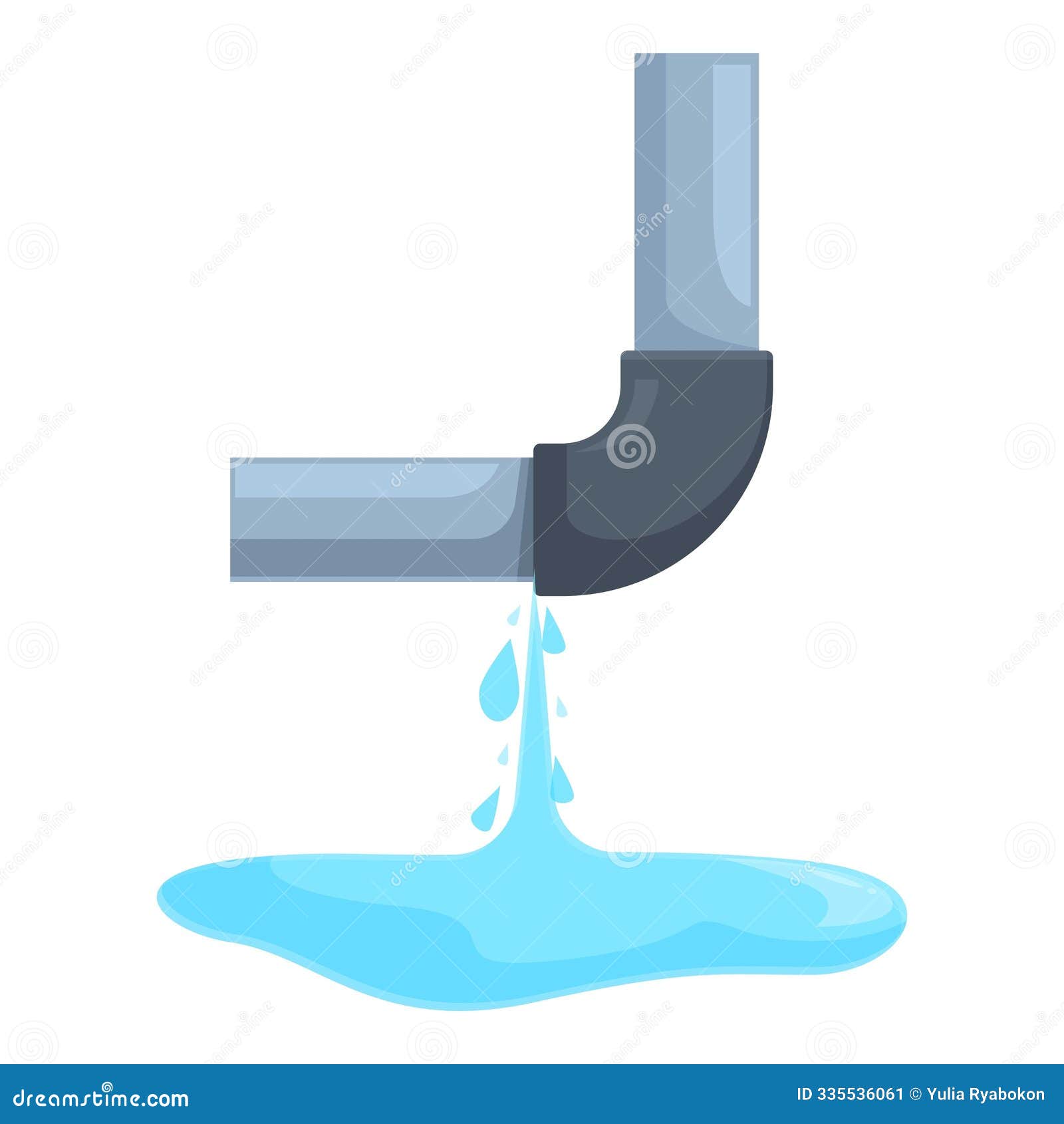 Leaking Pipe Dripping Water Creating Puddle Stock Illustration ...