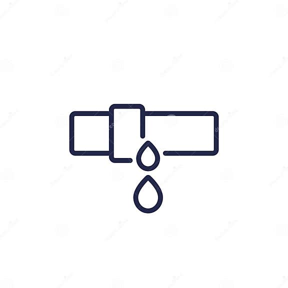 Leaking Pipe Icon, Line Vector Stock Illustration - Illustration of ...