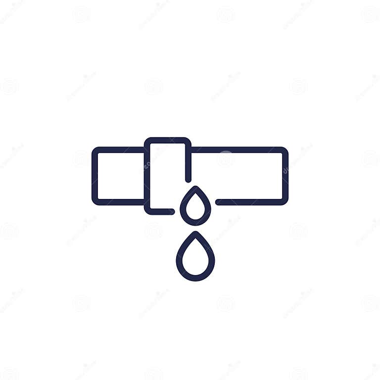 Leaking Pipe Icon, Line Vector Stock Illustration - Illustration of ...