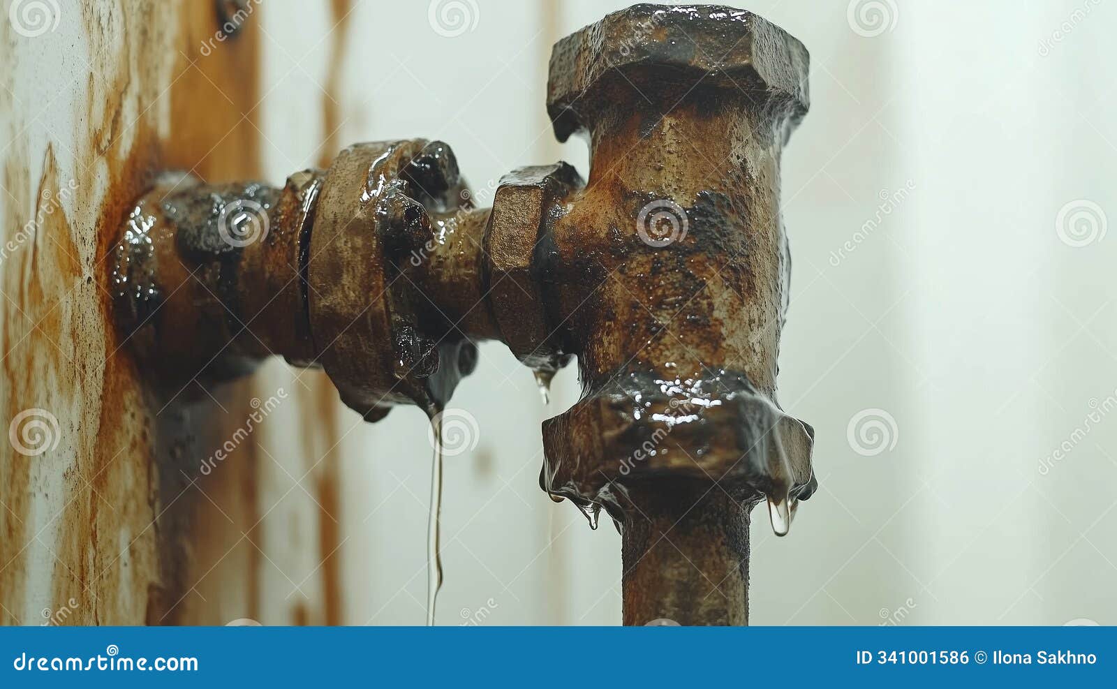 Leaking Rusted Industrial Pipe with Dripping Water Stock Illustration ...
