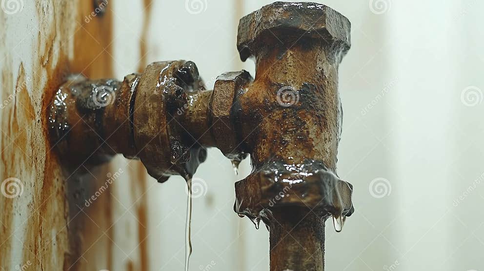 Leaking Rusted Industrial Pipe with Dripping Water Stock Illustration ...