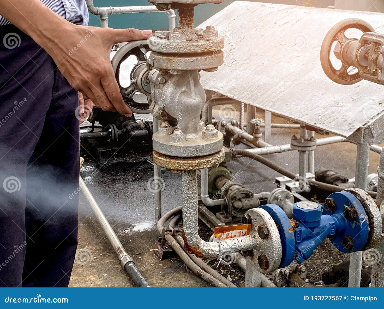 A leaking valve. stock image. Image of metal, problem - 193727567