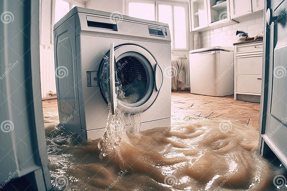 Leaking Washing Machine. Generative AI Technology Stock Illustration ...