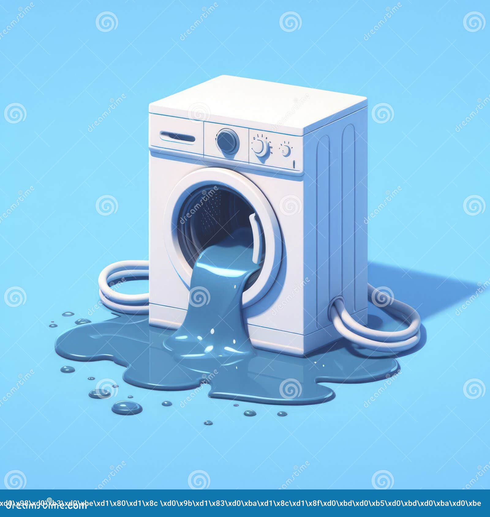 Leaking Washing Machine on Solid Blue Background. Ai Generative Stock ...