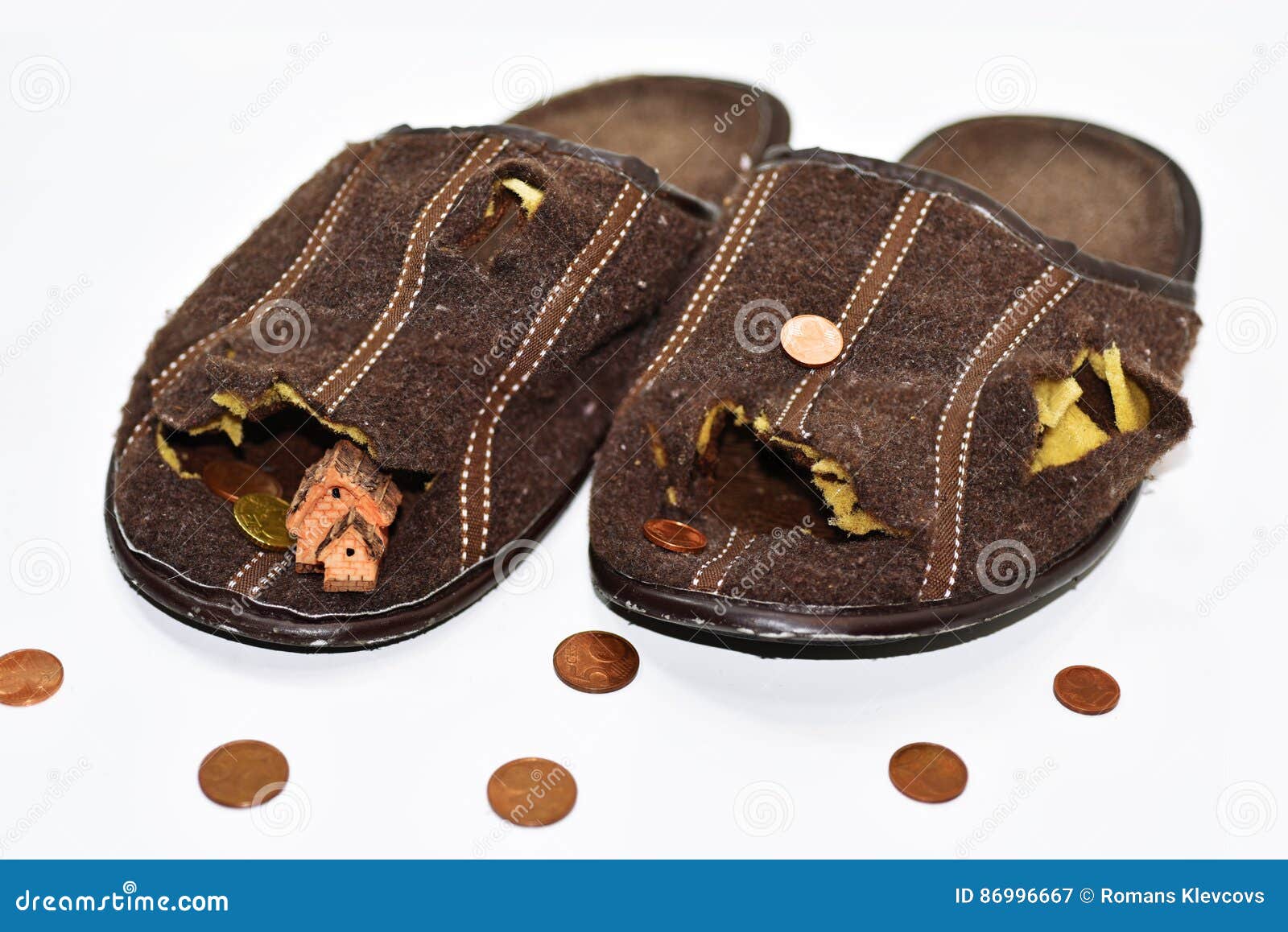 Leaky brown slippers. stock image. Image of leisure, abstract - 86996667