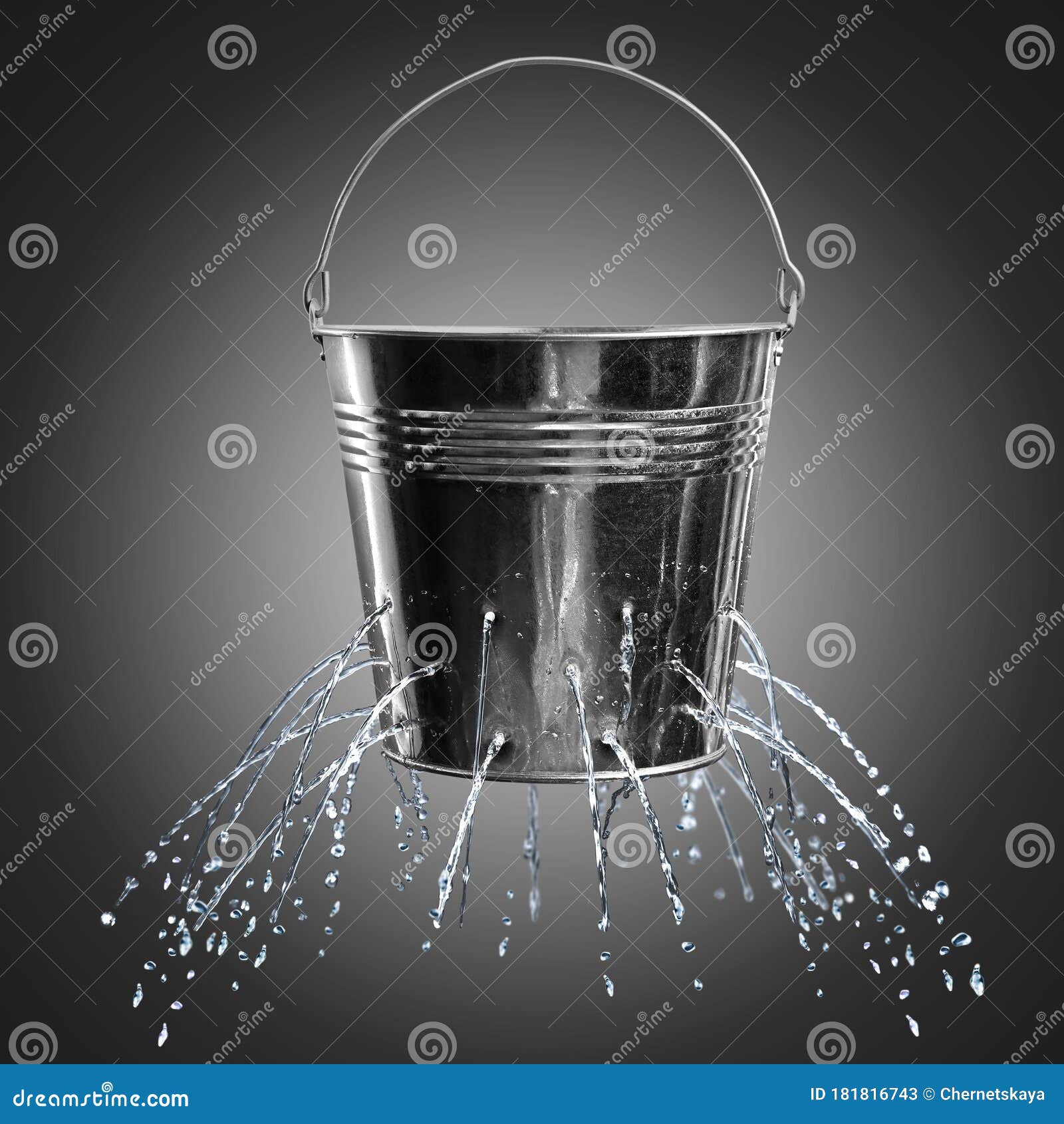 Leaky Bucket with Water on Background Stock Image - Image of emergency ...