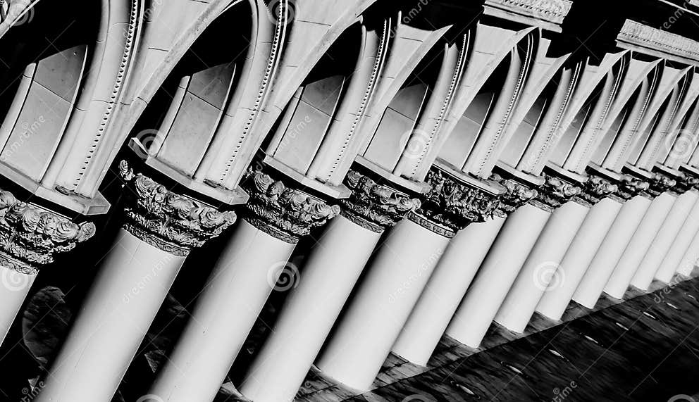 Leaning Arched Columns Made of Stone Roman Design Stock Photo - Image ...
