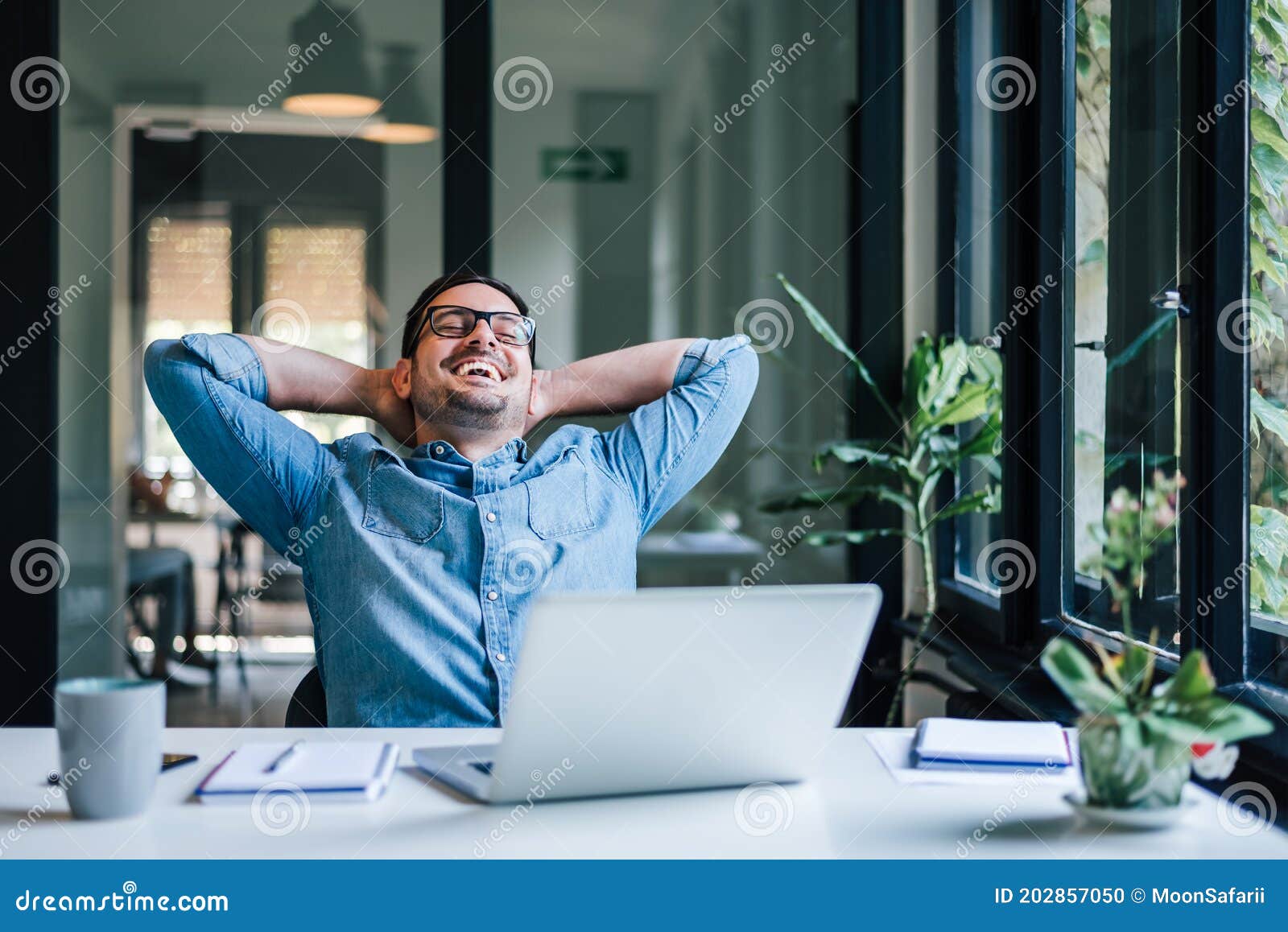 Lean Back and Relax You Succeeded Stock Photo - Image of problem ...